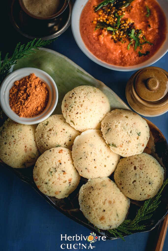 Instant Rava Idli | Steamed Semolina Cakes - Herbivore Cucina