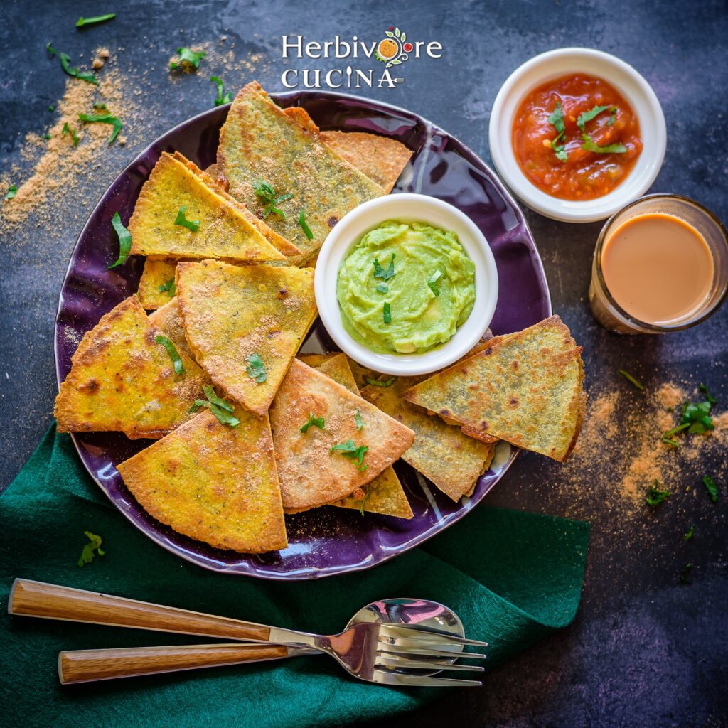 Baked Cheesy Roti Chips - Herbivore Cucina