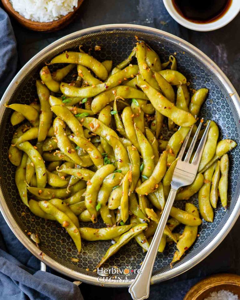 Instant Pot Garlic Edamame - Herbivore Cucina